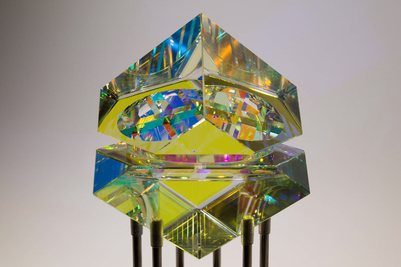Owain Cube - Glass Sculpture by Jack Storms - Jack Storms