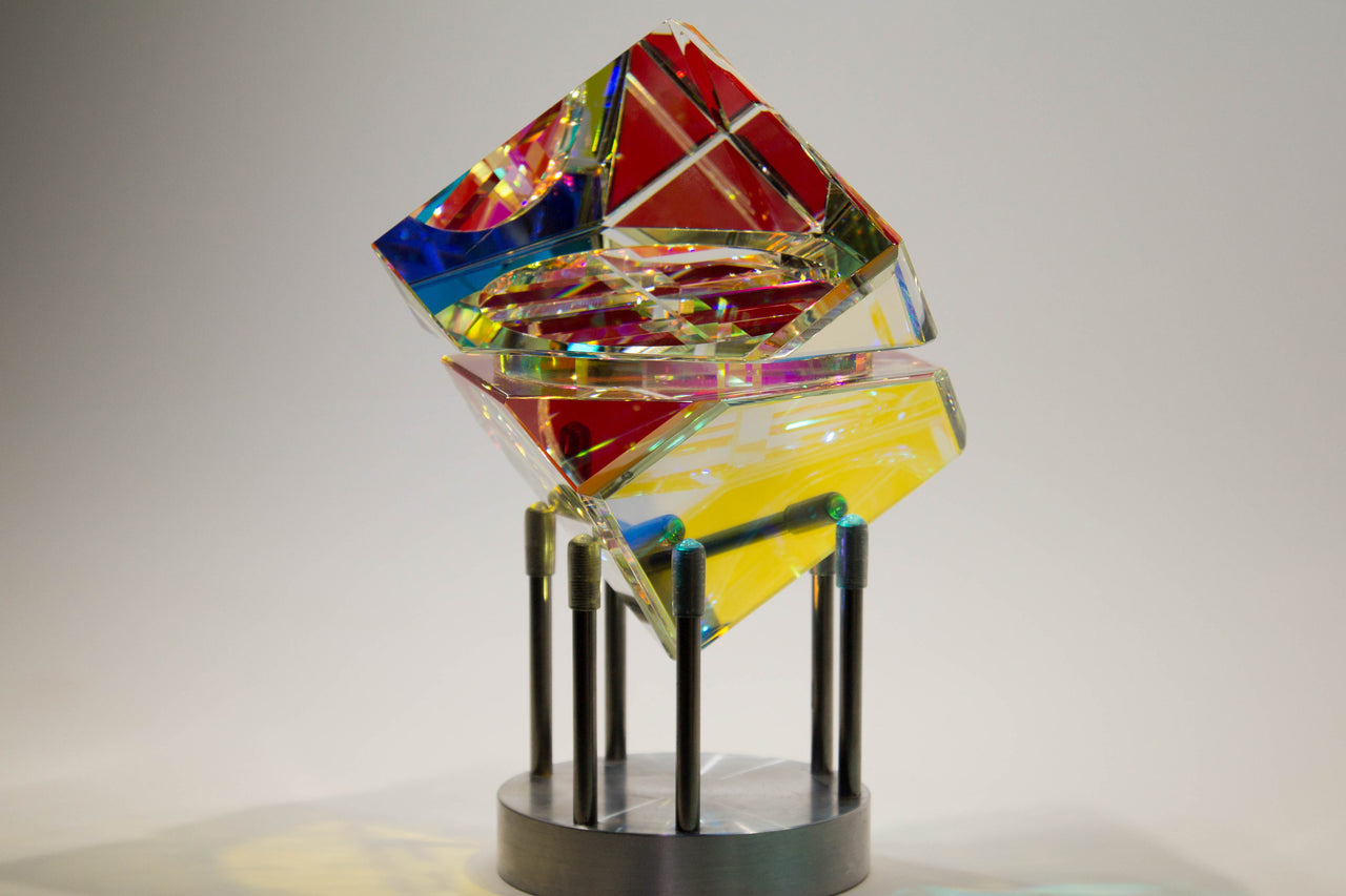 Owain Cube - Glass Sculpture by Jack Storms - Jack Storms